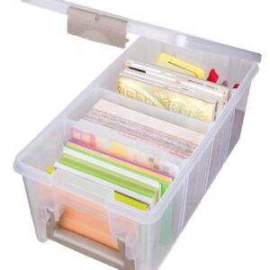 ArtBin 6925AB Semi Satchel with 3 Removable Dividers, Portable Art & Craft Organizer with Handle, [1] Plastic Storage Case, Clear