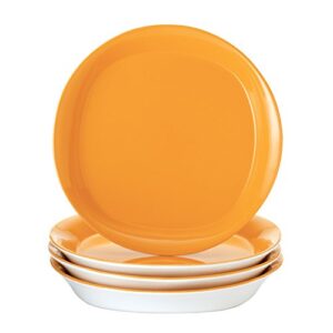 rachael ray dinnerware round and square 4-piece stoneware salad plate set, yellow