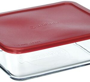 Anchor Hocking Classic Glass Food Storage Container with Lid, Red, 11 Cup, Clear, Regular - 77931