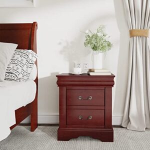 Acme Louis Philippe III Nightstand, Cherry Finish