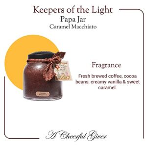 A Cheerful Giver — Caramel Macchiato - 34oz Papa Scented Candle Jar with Lid - Keepers of the Light - 155 Hours of Burn Time, Gift for Women, Brown