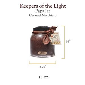 A Cheerful Giver — Caramel Macchiato - 34oz Papa Scented Candle Jar with Lid - Keepers of the Light - 155 Hours of Burn Time, Gift for Women, Brown