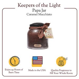 A Cheerful Giver — Caramel Macchiato - 34oz Papa Scented Candle Jar with Lid - Keepers of the Light - 155 Hours of Burn Time, Gift for Women, Brown