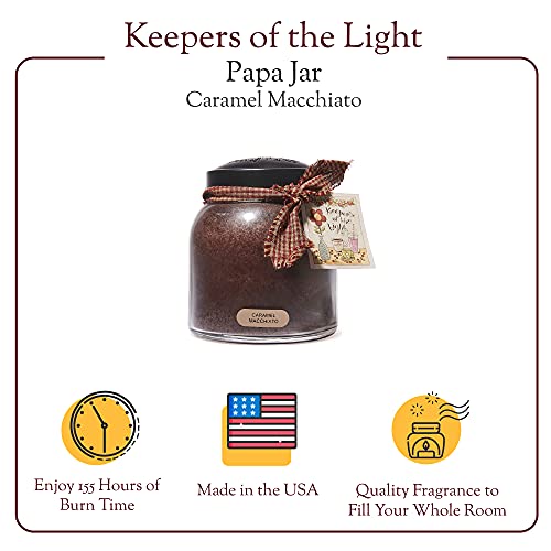 A Cheerful Giver — Caramel Macchiato - 34oz Papa Scented Candle Jar with Lid - Keepers of the Light - 155 Hours of Burn Time, Gift for Women, Brown