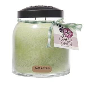 A Cheerful Giver - Sage & Citrus Papa Scented Glass Jar Candle (34oz) with Lid & True to Life Fragrance Made in USA