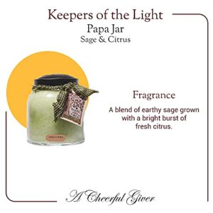 A Cheerful Giver - Sage & Citrus Papa Scented Glass Jar Candle (34oz) with Lid & True to Life Fragrance Made in USA