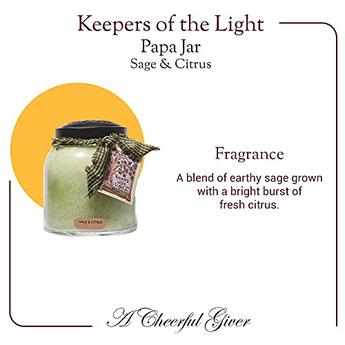 A Cheerful Giver - Sage & Citrus Papa Scented Glass Jar Candle (34oz) with Lid & True to Life Fragrance Made in USA