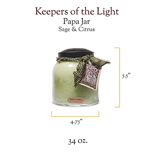 A Cheerful Giver - Sage & Citrus Papa Scented Glass Jar Candle (34oz) with Lid & True to Life Fragrance Made in USA