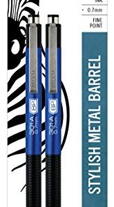 Zebra Pen F-301A Retractable Ballpoint Pen, Premium Blue Metal Barrel, Fine Point, 0.7mm, Black Ink, 2-Pack