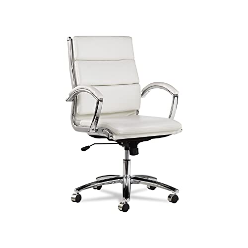 Alera ALENR4206 Neratoli Series Mid-Back Slim Faux Leather Chair - White/Chrome