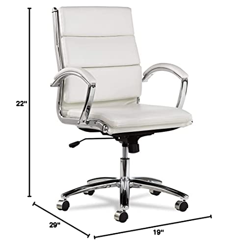 Alera ALENR4206 Neratoli Series Mid-Back Slim Faux Leather Chair - White/Chrome