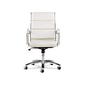 Alera ALENR4206 Neratoli Series Mid-Back Slim Faux Leather Chair - White/Chrome