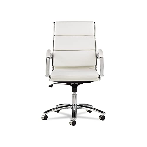 Alera ALENR4206 Neratoli Series Mid-Back Slim Faux Leather Chair - White/Chrome