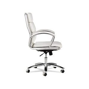 Alera ALENR4206 Neratoli Series Mid-Back Slim Faux Leather Chair - White/Chrome