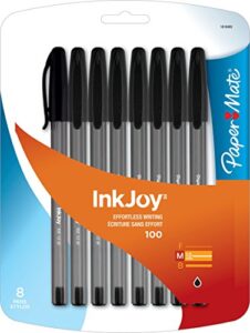 paper mate inkjoy 100st ballpoint pen, medium, black, set of 8 (1819485)