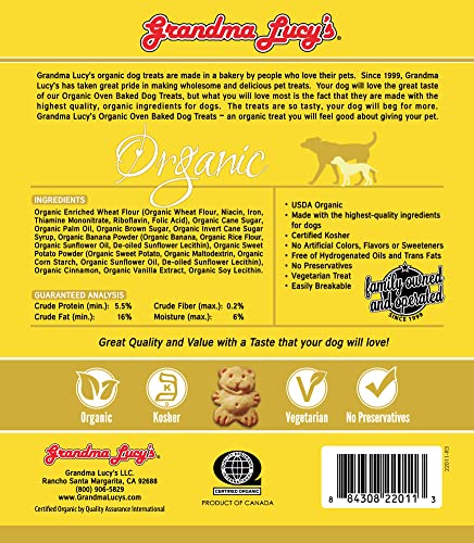 Grandma Lucy's Organic Oven Baked Dog Treats - Banana & Sweet Potato, 14 oz