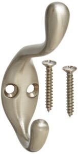 amerock | medium coat hook | wall mount | satin nickel | 1 pack | robe hook | towel hook | entryway hook | bathroom hook