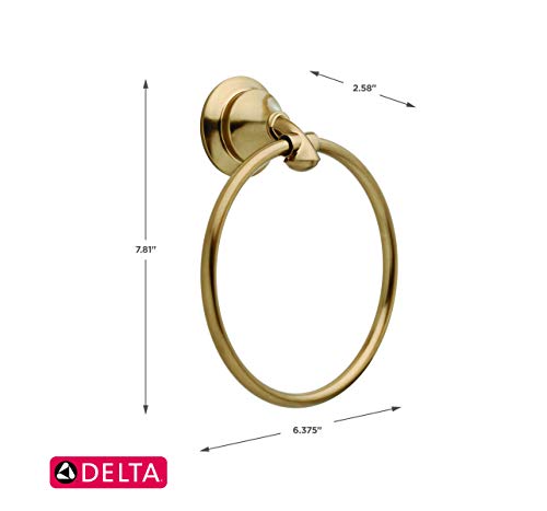 Delta Faucet 79446-CZ Linden Wall Mounted Towel Ring in Champagne Bronze, Bath Accessories