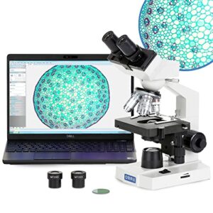 omax 40x-2000x lab led binocular compound microscope with double layer mechanical stage and coaxial coarse/fine focusing knob