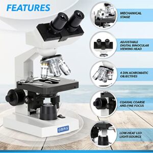 OMAX 40X-2000X Lab LED Binocular Compound Microscope with Double Layer Mechanical Stage and Coaxial Coarse/Fine Focusing Knob