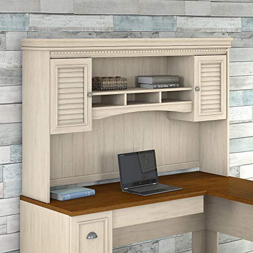 Bush Furniture Fairview Hutch for L Shaped Desk in Antique White, 60W