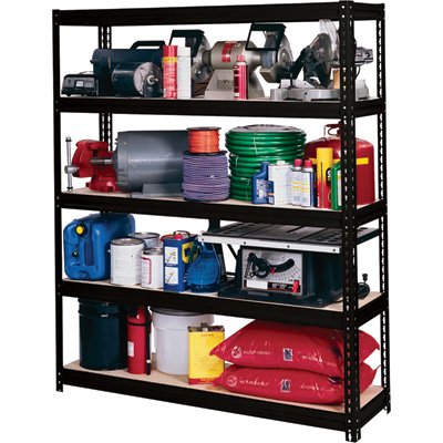 Edsal UR60-BLK Heavy Duty 16-Gauge Steel Boltless Shelving with 5 Shelves, 5000 lbs Capacity, 60" Width x 72" Height x 18" Depth, Black