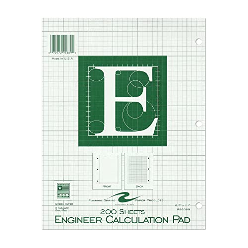 ROARING SPRING 5x5 Grid Engineering Pad (Green, Enclosed Grid (200 Sheets))