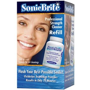 sonicbrite: high intensity dental cleaning powder — freshen your dentures, retainers, night guards and aligners — powerful formula removes stains, & plaque