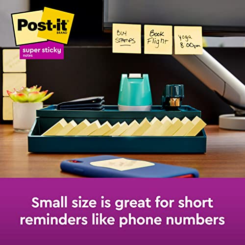 Post-it Super Sticky Notes, 2x2 in, 8 Pads, 2x the Sticking Power, Canary Yellow, Recyclable (622-8SSCY)