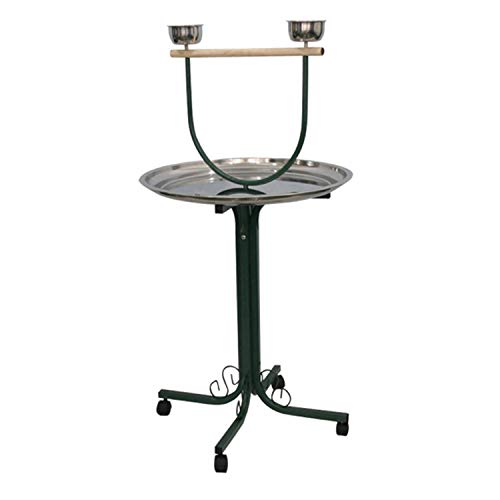 A&E Cage 28" T-Stand with Casters & Stainless Steel Dishes Metal