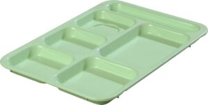 carlisle foodservice products right-hand 6-compartment tray, 10" x 14", green, (pack of 24)