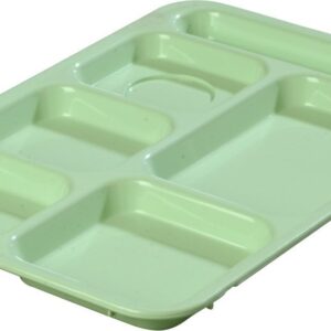 Carlisle FoodService Products Right-Hand 6-Compartment Tray, 10" x 14", Green, (Pack of 24)