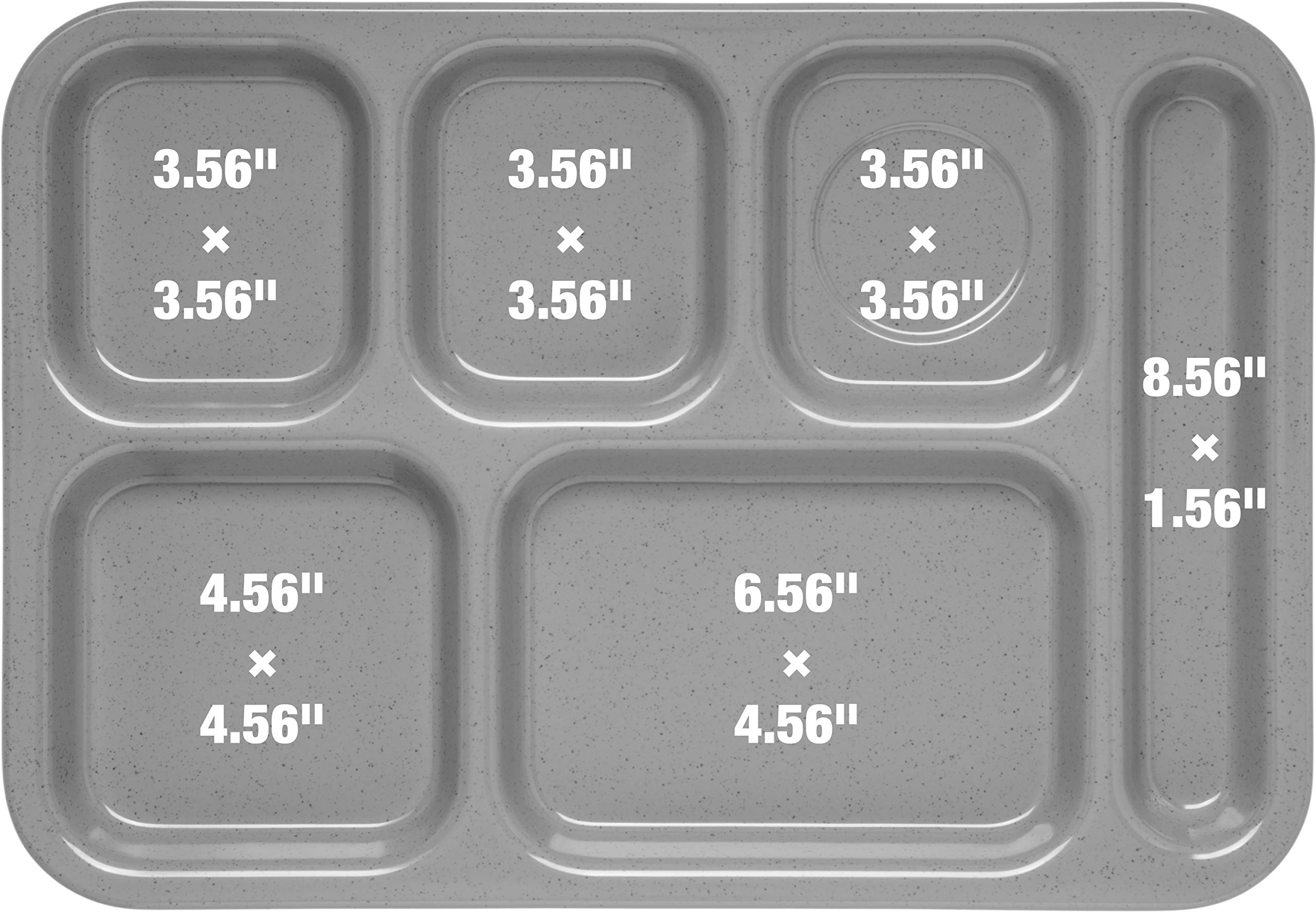 Carlisle FoodService Products Right-Hand 6-Compartment Tray, 10" x 14", Green, (Pack of 24)