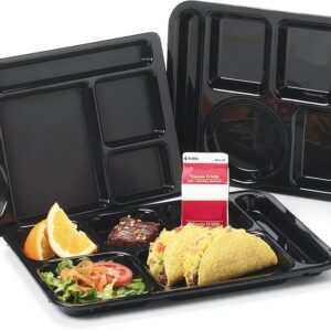 Carlisle FoodService Products Right-Hand 6-Compartment Tray, 10" x 14", Green, (Pack of 24)