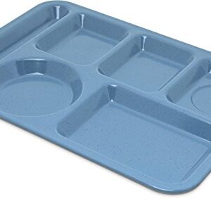 Carlisle FoodService Products Left-Hand Heavyweight 6-Compartment Melamine Tray 10" x 14" - Sandshade