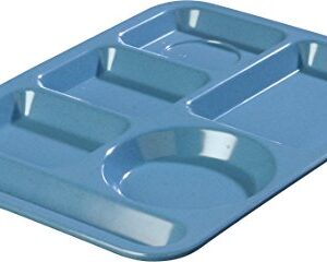 Carlisle FoodService Products Left-Hand Heavyweight 6-Compartment Melamine Tray 10" x 14" - Sandshade