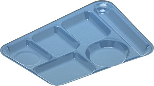 Carlisle FoodService Products Left-Hand Heavyweight 6-Compartment Melamine Tray 10" x 14" - Sandshade