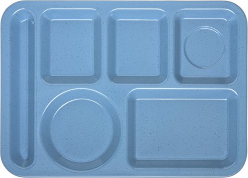 Carlisle FoodService Products Left-Hand Heavyweight 6-Compartment Melamine Tray 10" x 14" - Sandshade