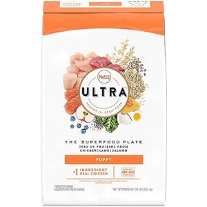 nutro ultra high protein natural dry dog puppy food with a trio of proteins from chicken lamb and salmon, 30 lb. bag