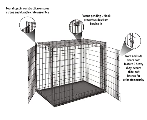 Midwest Homes for Pets SL54DD Ginormus Double Door Dog Crate for XXL for the Largest Dogs Breeds, Great Dane, Mastiff, St. Bernard, Black