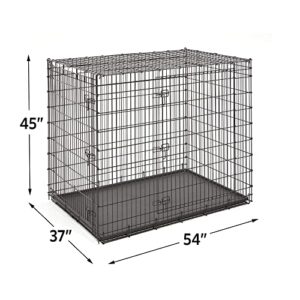 Midwest Homes for Pets SL54DD Ginormus Double Door Dog Crate for XXL for the Largest Dogs Breeds, Great Dane, Mastiff, St. Bernard, Black