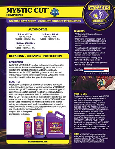 Wizards Buffing Liquid - Cutting Compounds & Polish Machine Glaze (32 oz, Mystic Cut Compound)