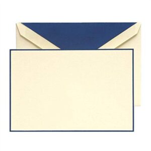 crane & co. regent blue hand bordered ecruwhite correspondence cards (cc3131)