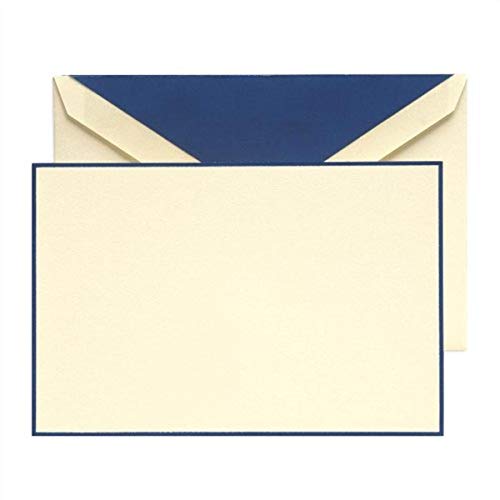 Crane & Co. Regent Blue Hand Bordered Ecruwhite Correspondence Cards (CC3131)