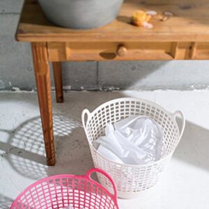 Like-It SCB -1 Laundry Storage, Round Basket with Handle, Laundry Basket, Approx. Width 16.1 inches (41 cm), Depth 14.6 inches (37 cm), Height 14.8 inches (37.5 cm), White, Made in Japan