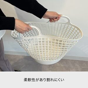 Like-It SCB -1 Laundry Storage, Round Basket with Handle, Laundry Basket, Approx. Width 16.1 inches (41 cm), Depth 14.6 inches (37 cm), Height 14.8 inches (37.5 cm), White, Made in Japan