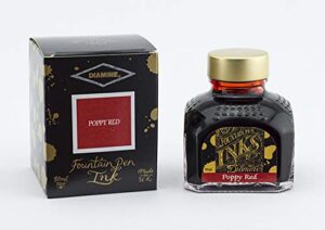 diamine fountain pen ink, 80 ml bottle, poppy red