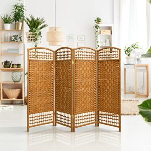 4 ft. short fiber weave folding screen - light beige - 4 panels