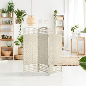 4 ft. short fiber weave folding screen - white - 3 panels