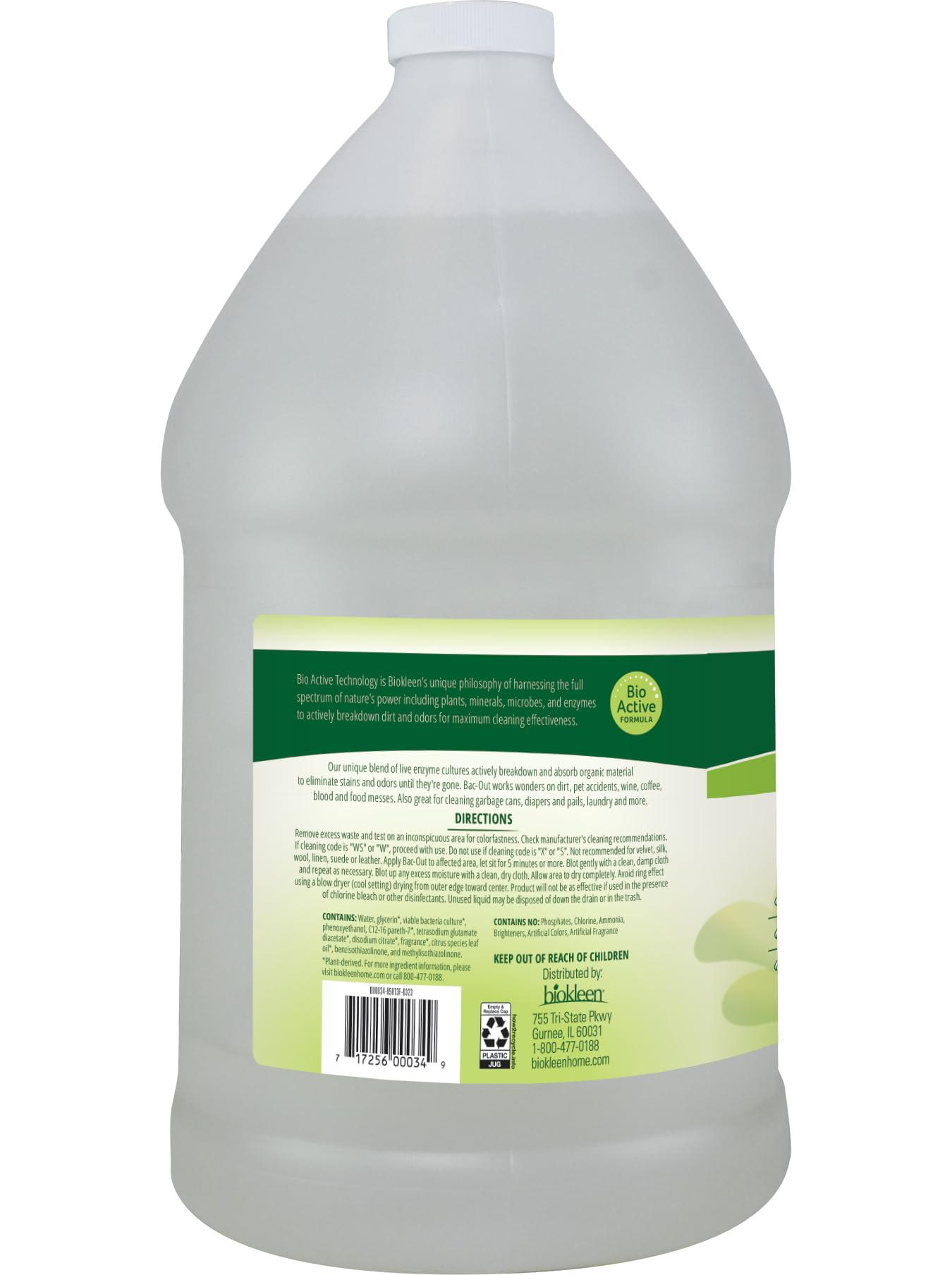 Biokleen Bac-Out Stain Remover for Clothes & Carpet - 128 Ounce - Enzyme, Destroys Stains & Odors Safely, for Pet Stains, Laundry, Diapers, Wine, Carpets - Eco-Friendly, Plant-Based